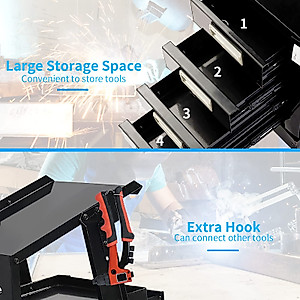 JFamiglia Welding Cart, Carts with 4 Drawers for MIG TIG ARC Plasma Cutter Tank Storage 2 Safety Chains, Black