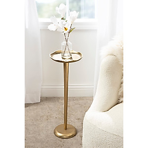 Kate and Laurel Alessia Modern Decorative Metal Drink Table, 8 x 8 x 22, Gold, Stunning Cast Aluminum Pedestal Plant Stand with Rough Texture and Deckled Edge