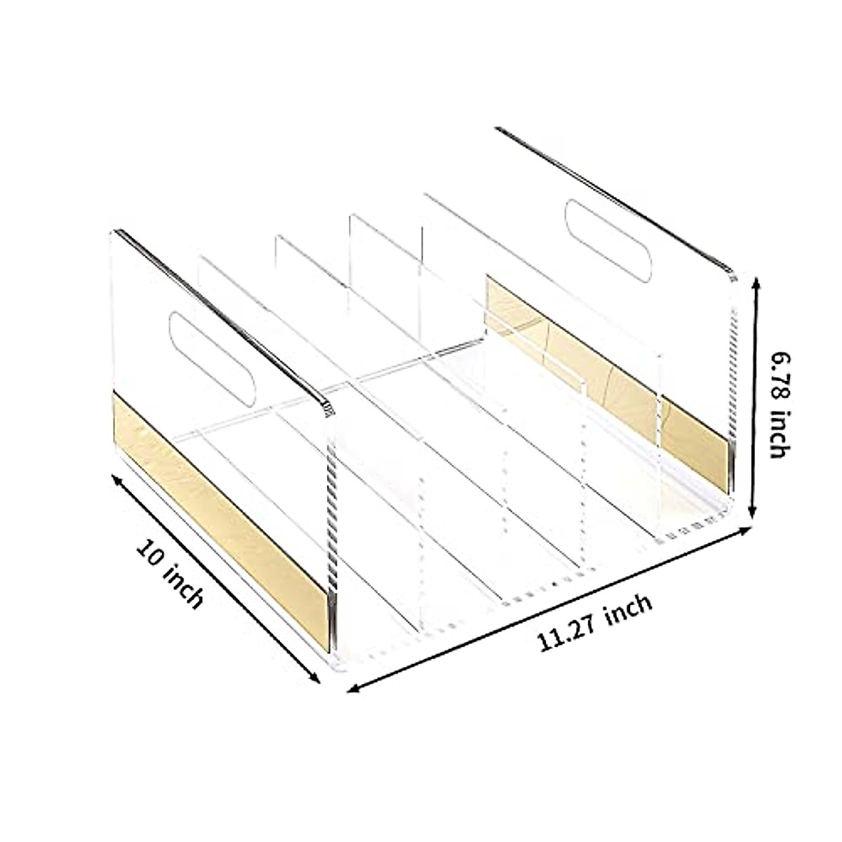 Mouchoi Acrylic Desk File Organizer, Clear File Organizer, Acrylic Magazine Holder, 5 Compartments, Gold Trim