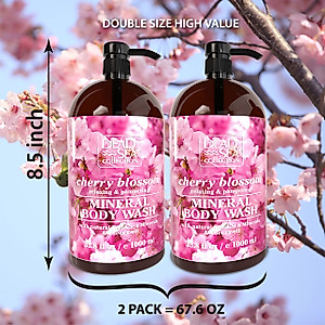 Dead Sea Collection Cherry Body Wash for Women and Men - with Pure Dead Sea Minerals and Cherry Seeds Oil - Cleanses and Moisturizes Skin - Pack of 2 (67.6 fl. oz)