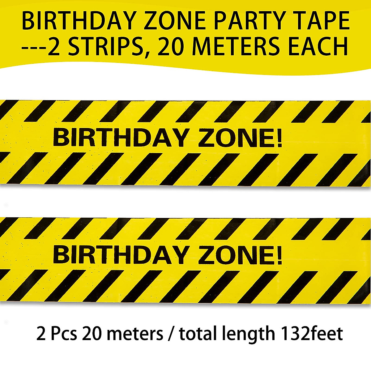 Kasyat 2 Rolls 132 Feet Construction Party Tape Construction Themed Party Tape Party Caution Tape for Construction Birthday Party Supplies Construction Decorations (Classic Style)