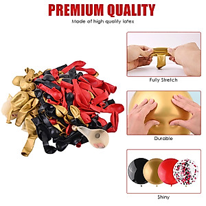 Red Black Gold Balloon Garland Arch Kit,128pcs Red Black Gold Confetti Balloon Arch Kit for Birthday Graduation New Year Wedding Anniversary Baby Shower Casino Theme Christmas Party Decorations