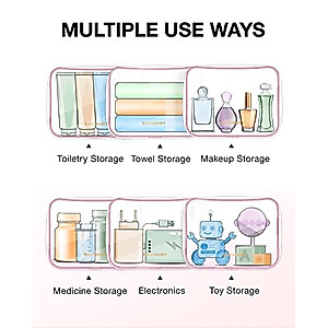 BAGSMART Clear Toiletry Bag, 3 Pack TSA Approved Travel Toiletry bag Carry on Travel Accessories Bag Airport Airline Quart Size Bags Water Repellent Makeup Cosmetic Bag for Women (Pink-3pcs)