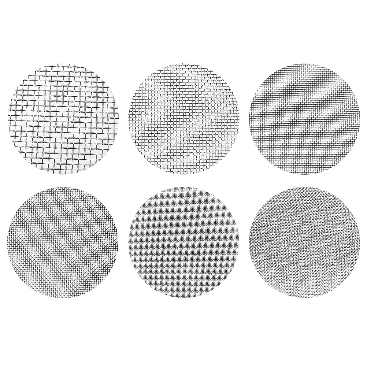 EISCO Set of 6 Test Sieves, 8 Inch - ASTM No. 10, 18, 35, 60, 120 & 230 - Brass Frames with Stainless Steel Wire Mesh - Stackable with Receiving Pan & Top