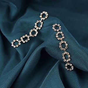 Sttiafay Vintage Crystal Square Drop Earrings Long Rhinestone Tassel Earrings Gold Hollow Square Dangle Earrings Sparkly Cz Bridal Stud Earrings Jewelry for Women and Girls