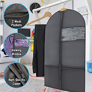 Plixio 36" Kids Garment Bags for Dance Costumes, Childrens Hanging Clothes, Uniform, Suits, Girls Dress Recital Outfit Organizer - Dance Garment Bags For Dancers with Zippered Pockets