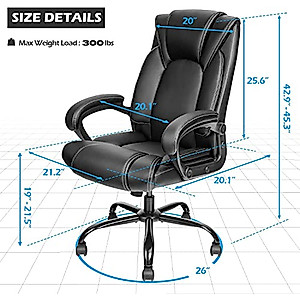 OUTFINE Office Chair Executive Office Chair Desk Chair Computer Chair with Ergonomic Support Tilting Function Upholstered in Leather