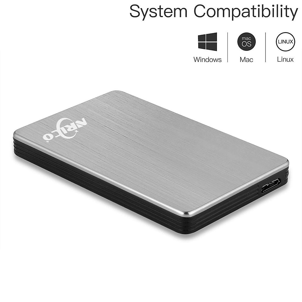 NRICO 500GB Portable External Hard Drive USB 3.0 HDD 2.5inch Storage Compatible for PC, Mac, Desktop,PS4 (500GB, Grey)