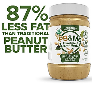 Organic Powdered Peanut Butter by PB&Me: No Sugar Added, Gluten Free, Plant Protein, Keto Snack,1 6oz - For Baking, Smoothies, and Protein Shakes with Premium Blend, Nutrient-Rich, and Gourmet Taste