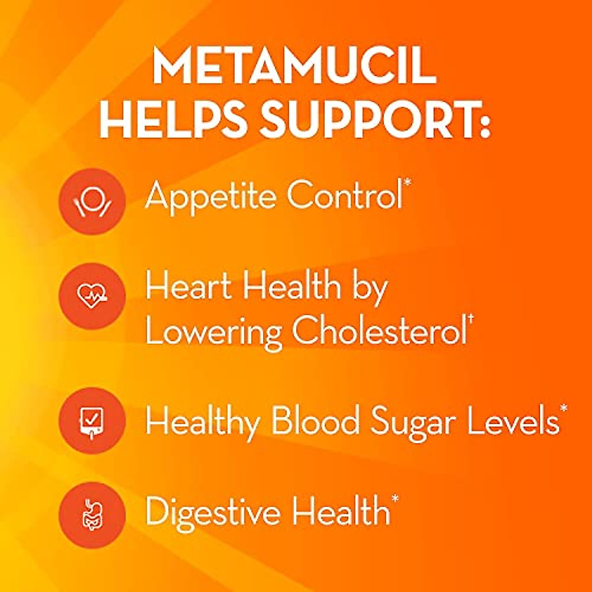 Metamucil Premium Blend, 4-in-1 Fiber Supplement for Digestive Health, Psyllium Husk Fiber Powder, Sugar-Free with Stevia, Plant-Based Fiber Supplement, Orange Flavored, 180 teaspoons