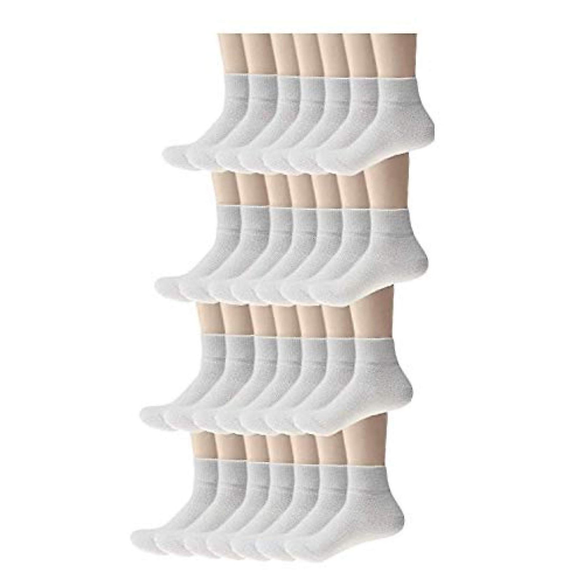Moda West - Wholesale Bulk Case of Men's and Women's Athletic Ankle Socks - 120 Pairs, Size 10-13 in White