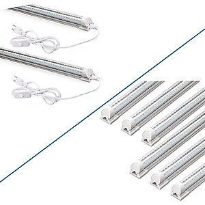 Barrina LED Shop Light T8 5000K 3FT 6-Pack +2FT 2-Pack