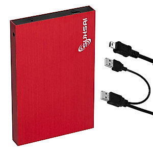 SUHSAI Aluminum Case External Hard Drive 1TB USB 2.0 Slim & Compact Data/Photos Backup & Storage Memory Expansion Portable Hardisk Hardrive 2.5" HDD for Mac Pc Laptop Computer Desktop (Red)