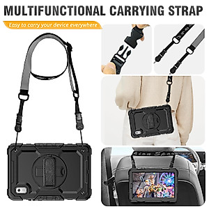 HXCASEAC Case for Lenovo Tab M8 (HD/FHD/Smart) 2019/2021 3rd/2nd Gen (TB-8506FS TB-8506F TB-8505F TB-8505X TB-8505FS TB-8705F TB-8705N), M8 Tablet Case Screen Protector/Hand Strap/Stand, Black