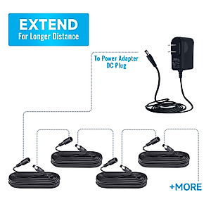 2 Pack 20ft 6M DC Power Extension Cable, 2PCS DC 12V Power Adapter Extension Cord 2.1mm x 5.5mm, Compatible with 12V DC Adapter Power Supply or Wall Charger for CCTV Security IP Camera(Black)