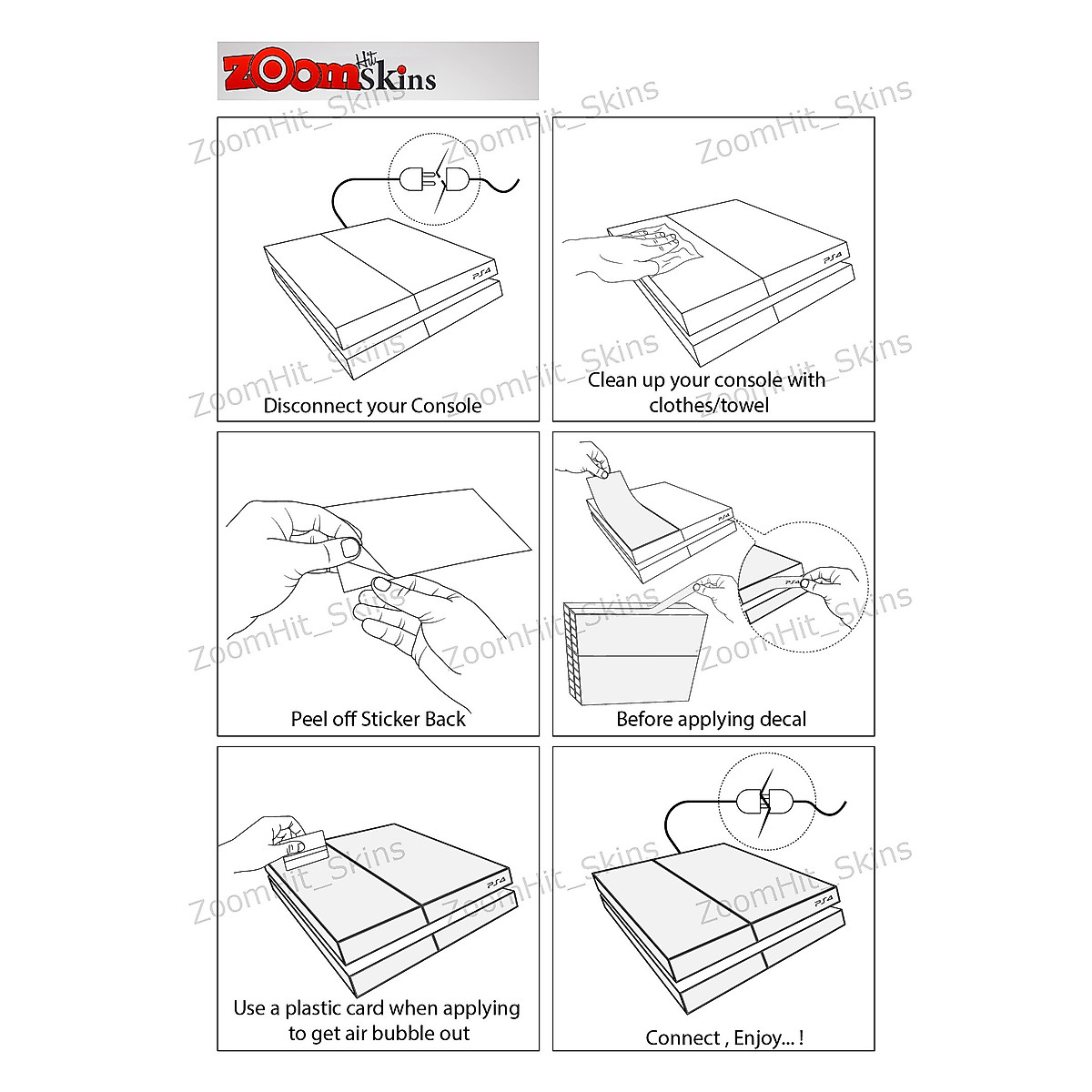 ZOOMHITSKINS PS4 Console and Controller Skins, Fear Chainsaw Blood Horror Zombie Red White Terror Panic, Durable, Bubble-Free Goo-Free, 1 Console Skin 2 Controller Skins, Made in USA