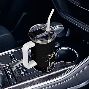 QWJKM Drummer Tumbler with Handle Large Insulated Car Cup 40 OZ Stainless Steel Travel Mug Leak Proof Water Bottle with Lid And Straw for Car Home Office Gifts