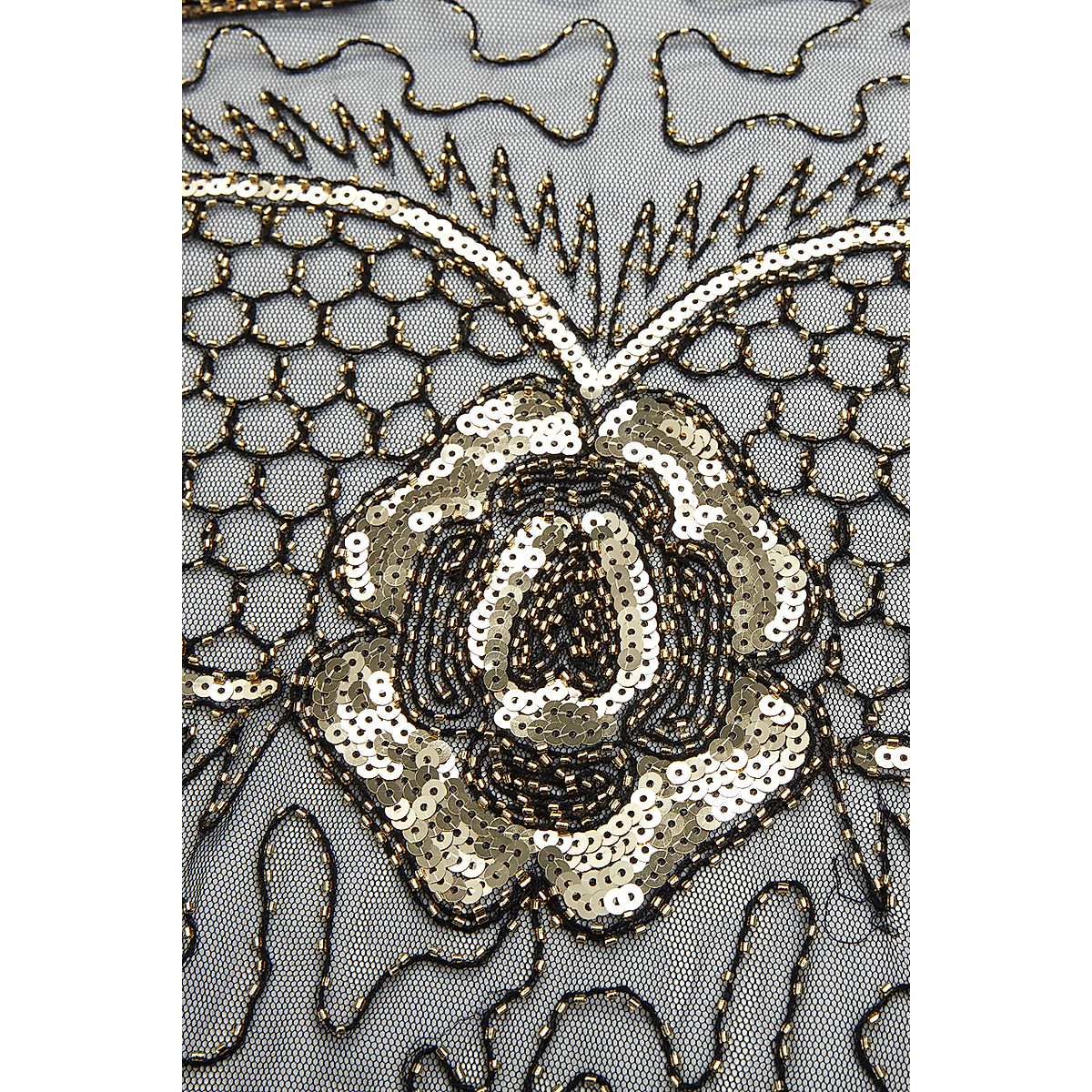 BABEYOND 1920s Shawl Wraps Gatsby Beaded Evening Cape Bridal Shawl for Evening Dresses Wedding Party (Gold Black)