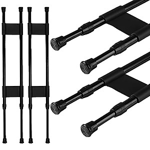 Zubebe Double RV Refrigerator Bar Adjustable Spring Tension Fridge Rod RV Fridge Bars RV Refrigerator Accessories to Hold Drinks in Place Avoid Spills Extendable (Black,15.7-27.6 Inch)