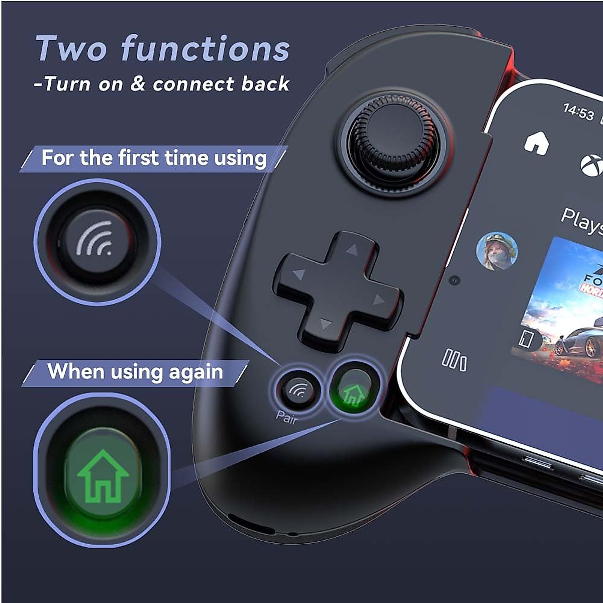 ShanWan Bluetooth Mobile Game Controller for Steam, Fortnite, Apex, Diablo Immortal, Call of Duty, Mobile & More (for iPhone&Android, Black1)