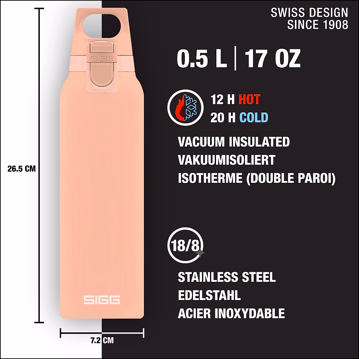 SIGG - Thermo Flask Hot & Cold ONE - Insulated Water Bottle - Tea Filter - Leakproof - BPA-Free - Stainless Steel - 17Oz