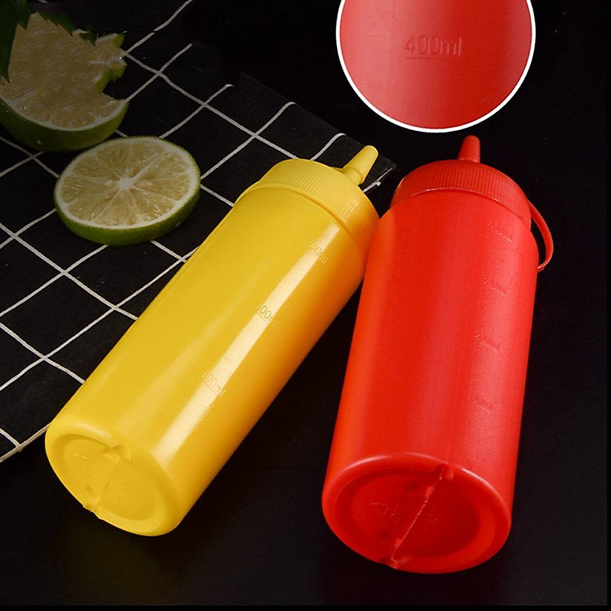 Plastic Squeeze Bottle with Cap, Leak-proof Sauce Bottle Reusable Spice Dispenser Ketchup Storage Bottle Kitchen Gadget(200ml-Single hole,white)