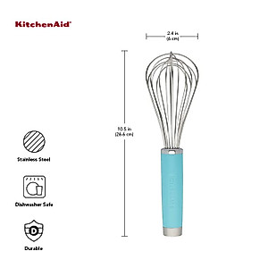 KitchenAid Gourmet Utility Whisk, 10.5-Inch, Matte Aqua Sky
