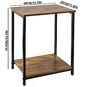 Side Table, End Table with 2 Tier Open Storage Shelf, Slim Nightstand for Bedroom, Living Room, Couch, Hallway, Spacious and Skinny, Modern Console Table with Sturdy Metal Frame