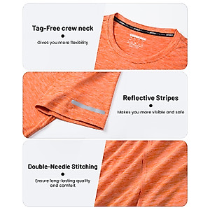 MAGCOMSEN Sports Shirts for Men Dry Fit Crew Neck Quick Dry Cool Lightweight Marathon Tee Hiking Athletic T Shirt Orange L