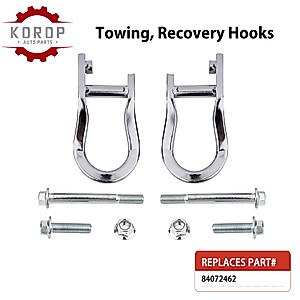 KOROP AUTO PARTS Towing, Recovery Hooks (1 Pair) Fits for 2007-2019 Chevy Silverado 1500, 2007-2019 GMC Sierra 1500 Replaces# 84072462 Tow Hook (Chrome)
