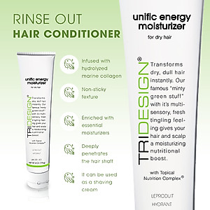 TRI Design Unific Energy Moisturizer Conditioner – Leave In Conditioner for Curly Hair, Anti Frizz Hair Serum & Deep Conditioner for Dry, Damaged Hair – Frizz Control & Hair Care Solution – 6 oz Tube