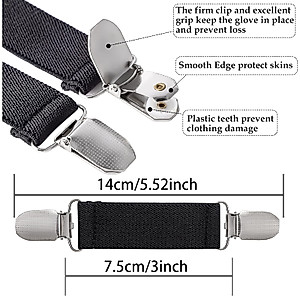 Zkptops 2 Pairs Mitten Clips for Kids Toddlers Baby Elastic Glove Clips Winter Mitten Clips Gloves Holder Strap Hook Attachment String Clothes Dress Cinch Clips Shirt Shawl Sweater Waist Clips (Black)