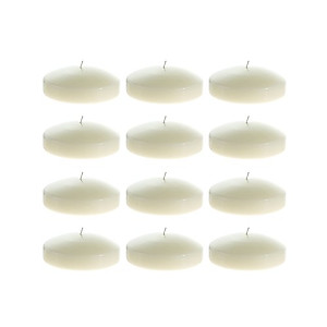 Mega Candles - Unscented 3" Floating Disc Candles - Ivory, Set of 12