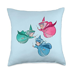 Disney Sleeping Beauty Good Fairies Flora Fauna Merryweather Throw Pillow, 18x18, Multicolor