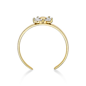 Lavari Jewelers Cubic Zirconia Adjustable Flower Toe Ring in 10k Yellow Gold 6 MM Wide