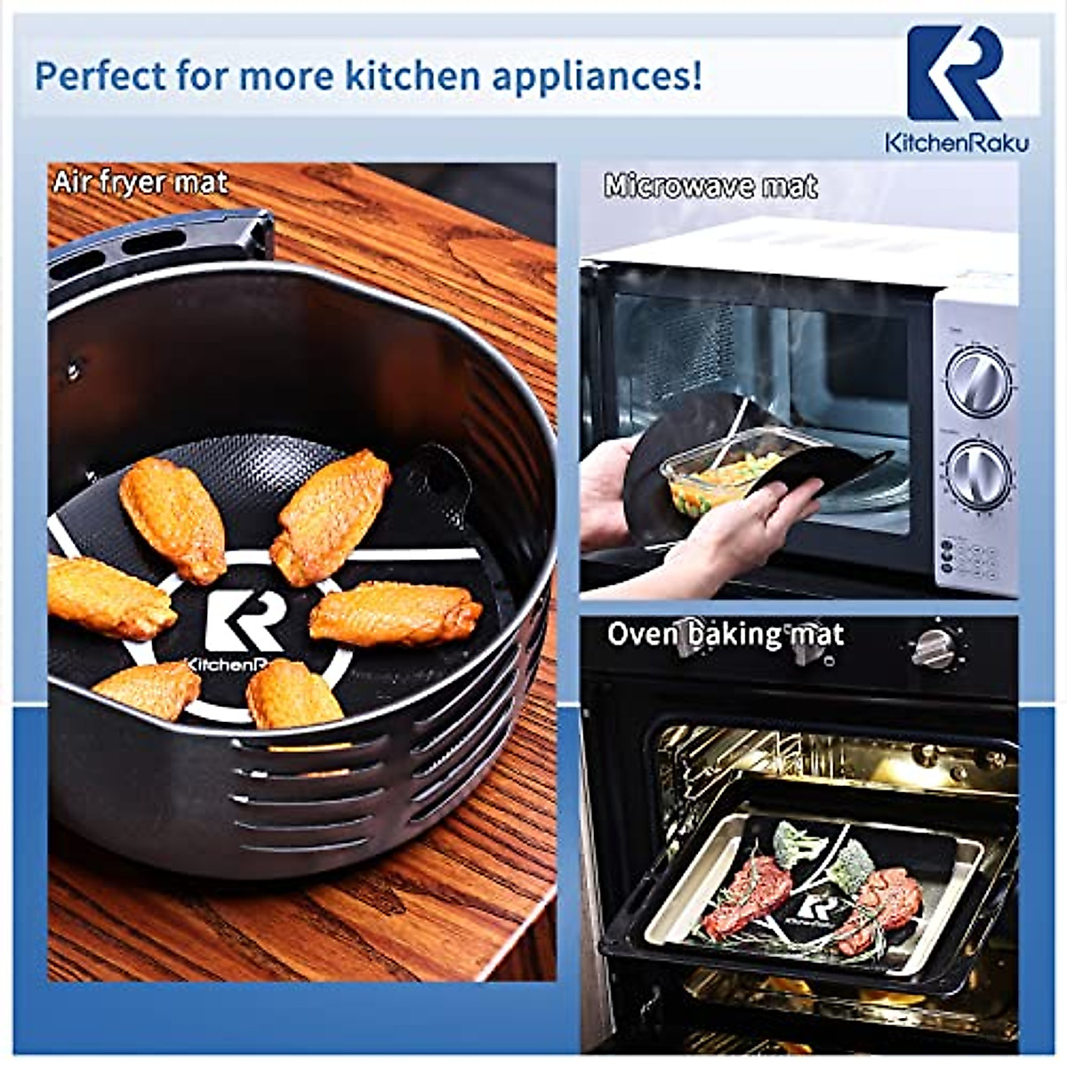 2 PCS Silicone Induction Cooktop Mat - (Magnetic) Cooktop Scratch Protector - for Induction Stove, Multifunctional Silicone Mats - for Air Fryer Liners, Trivet by KitchenRaku