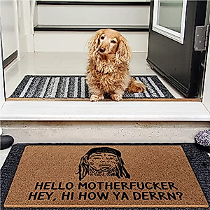 BinHang Indoor Welcome Mat, Door Mats Indoor Entrance Hello Motherfucker Hey, Hi How Ya Derrn Faux Coir Easy to Maintain Environmentally Friendly (23.6"X15.7")