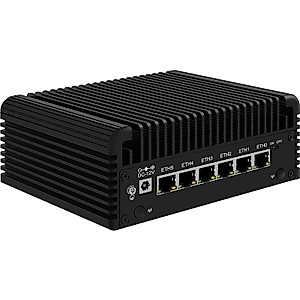 CWWK Fanless Mini PC Intel N Series-N100(4C/4T up to 3.4GHz) Low Power Processor, DDR5, 6x2.5GbE Intel I226V, 4K Display Outputs,M.2 NVMe, SATA3.0, 5 USB Ports, Firewall Router (N100-6L Barebone)