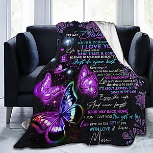 yuboo Daughter Blanket, Daughter Birthday Gifts from Mom - Extra Large Soft Throw Blanket 60x80 Inches Sublimation Butterflies Fleece Blanket for Couch and Sofa Bed