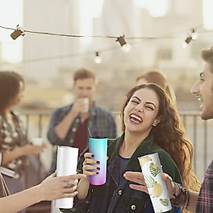 Munskine 4 Pack Sublimation Tumblers 20 Oz Skinny Stainless Steel Double Wall Tumbler Blanks - Sublimation Tumblers with Lid, Straw, Brush & Shrink Wrap -White