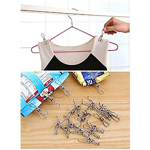 Clothes Pins 40 Pack Stainless Steel Clothesline Clips 2.2" ClothesPins Outdoor Indoor Laundry Drying Piece Clothesline Pins for Home and Office Fastener