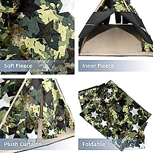 Camouflage Green Retro Star White, Guinea Pig Hideout for Small Animal Hamster Gerbils Chipmunks Squirrels Hedgehogs Guinea Pig Bed