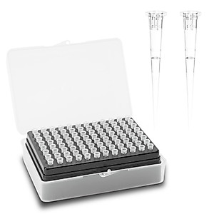 ONiLAB Scientific Universal 10ul Pipettor Tips Lab Transparent Liquid Pipettor Tips with Box Non-pyrogenic DNAse/RNAse Free Autoclavable 1 Rack 96 Tips (10ul, 96)