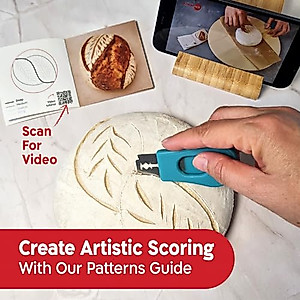 KNEADACE Extractable & Magnetic Bread Lame Dough Scoring Tool - Professional Sourdough scoring tool for Sourdough Bread baking & Bread Making Tools - Scoring Patterns booklet & 5 Razor Blades