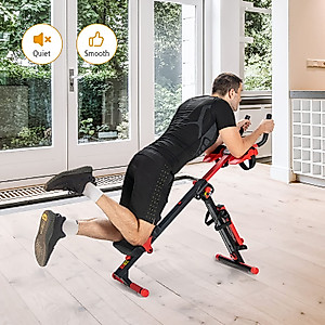 GYMAX 4 in 1 Rowing Machine, Adjustable Ab Machine with Resistance Bands, Multifunctional Rower Abdominal Fitness Equipment Whole Body Workout Machine for Home Gym