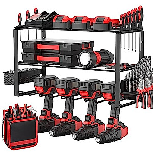 HYSEYY Power Tool Organizer with Tool Bag Organizer Heavy Duty Garage Organization and Storage for Handheld & Power Tools | Drill Holder Wall Mount | Tool Holder Wall Mount for Garage, Workshop