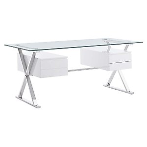 Modway EEI-6226-WHI Sector 71" Glass Top Glass Office Desk, White