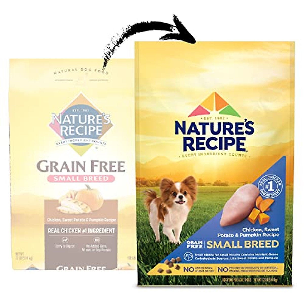 Nature’s Recipe Grain Free Small Breed Chicken, Sweet Potato & Pumpkin Recipe Dry Dog Food, 12 lb. Bag