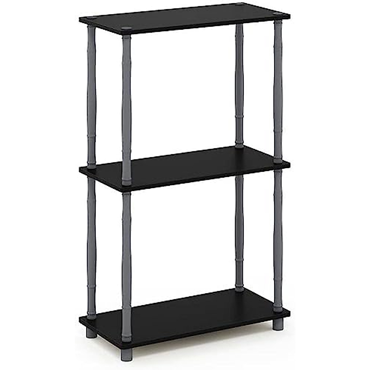 Furinno Turn-N-Tube 3-Tier Compact Multipurpose Shelf Display Rack with Classic Tube, Black/Grey
