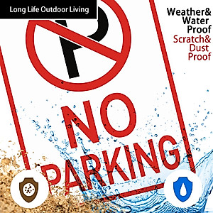 6 Pcs No Parking Signs with Symbol Sign 14 x 10 Inches Reflective Aluminum Nonparking Sign, UV Protected, Weather Resistant, Waterproof, Durable Ink Industrial Warning Signs, Easy to Mount
